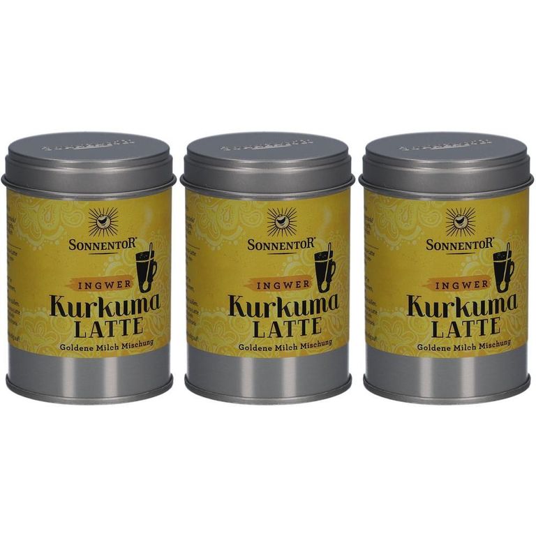 SONNENTOR® Mélange d'épices bio Latte au curcuma - Gingembre 3x60 g ...