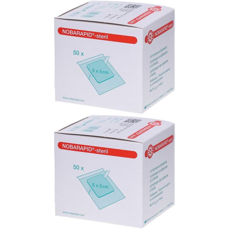 NOBARAPID-steril Compresses non adhérentes 5x5 cm 2x50 pc(s) - Redcare ...