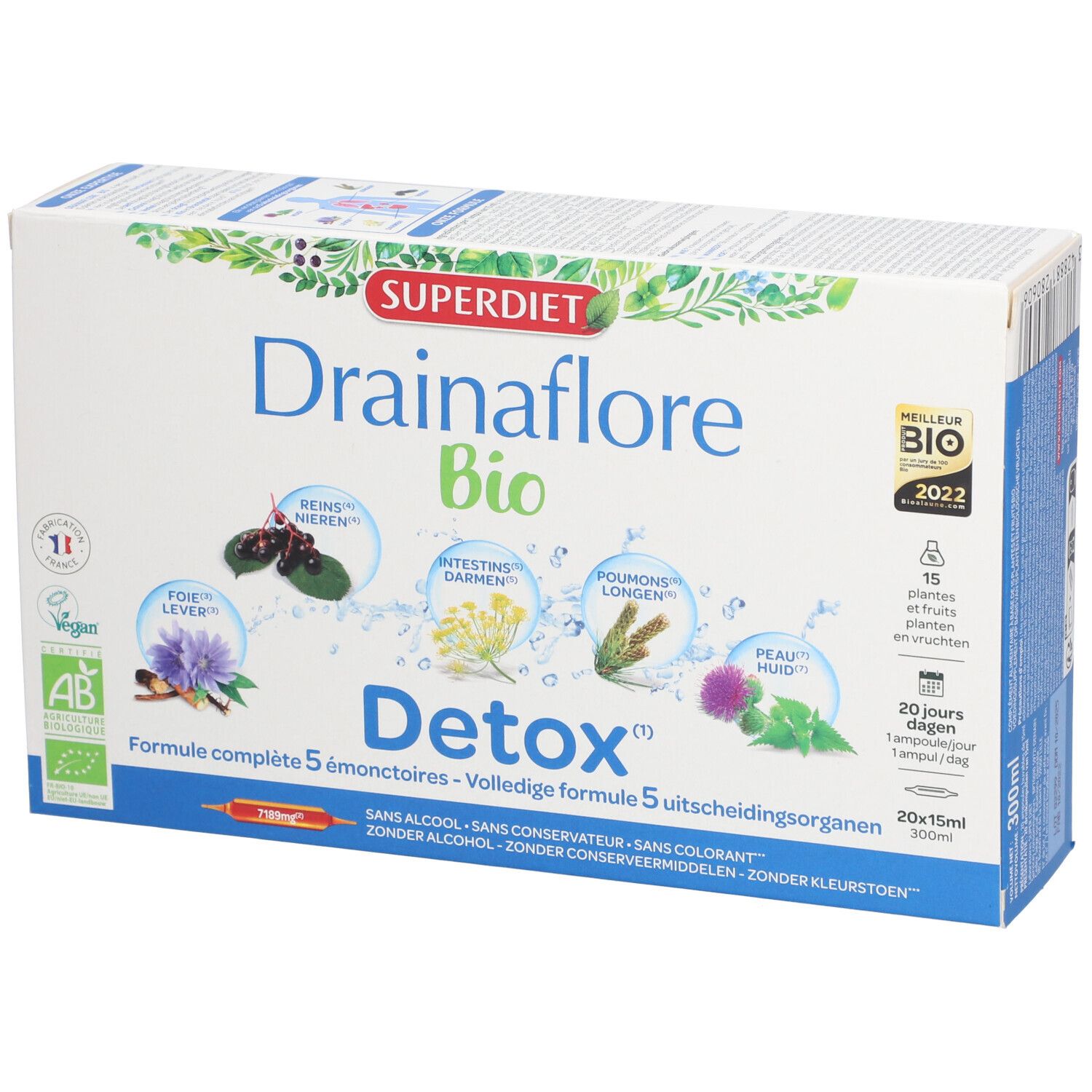 SUPER DIET Drainaflore BIO DETOX Ampullen 20x15 ml - Redcare Apotheke