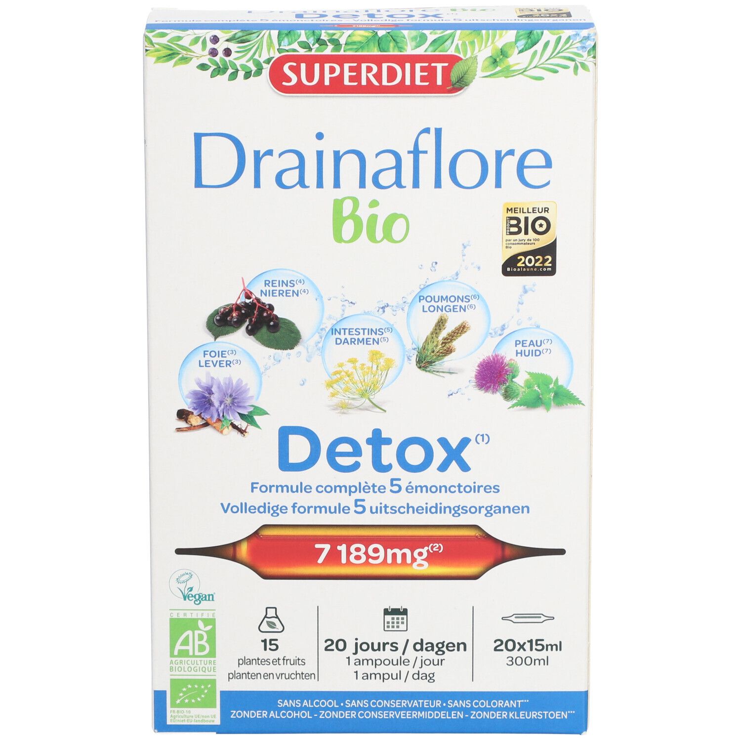 SUPER DIET Drainaflore BIO DETOX Ampullen 20x15 ml - Redcare Apotheke