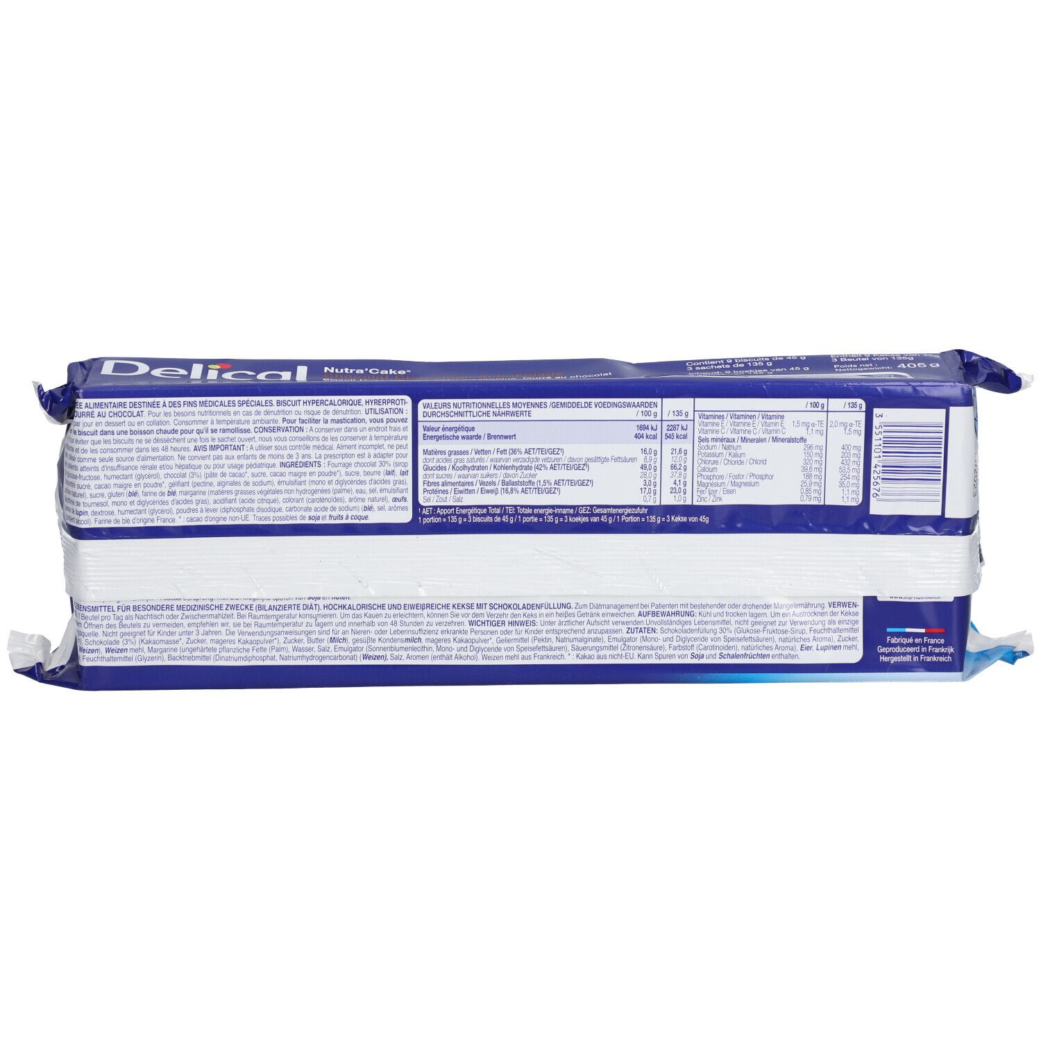 Delical Nutra'Cake Chocolat 3x135 g - Redcare Apotheke