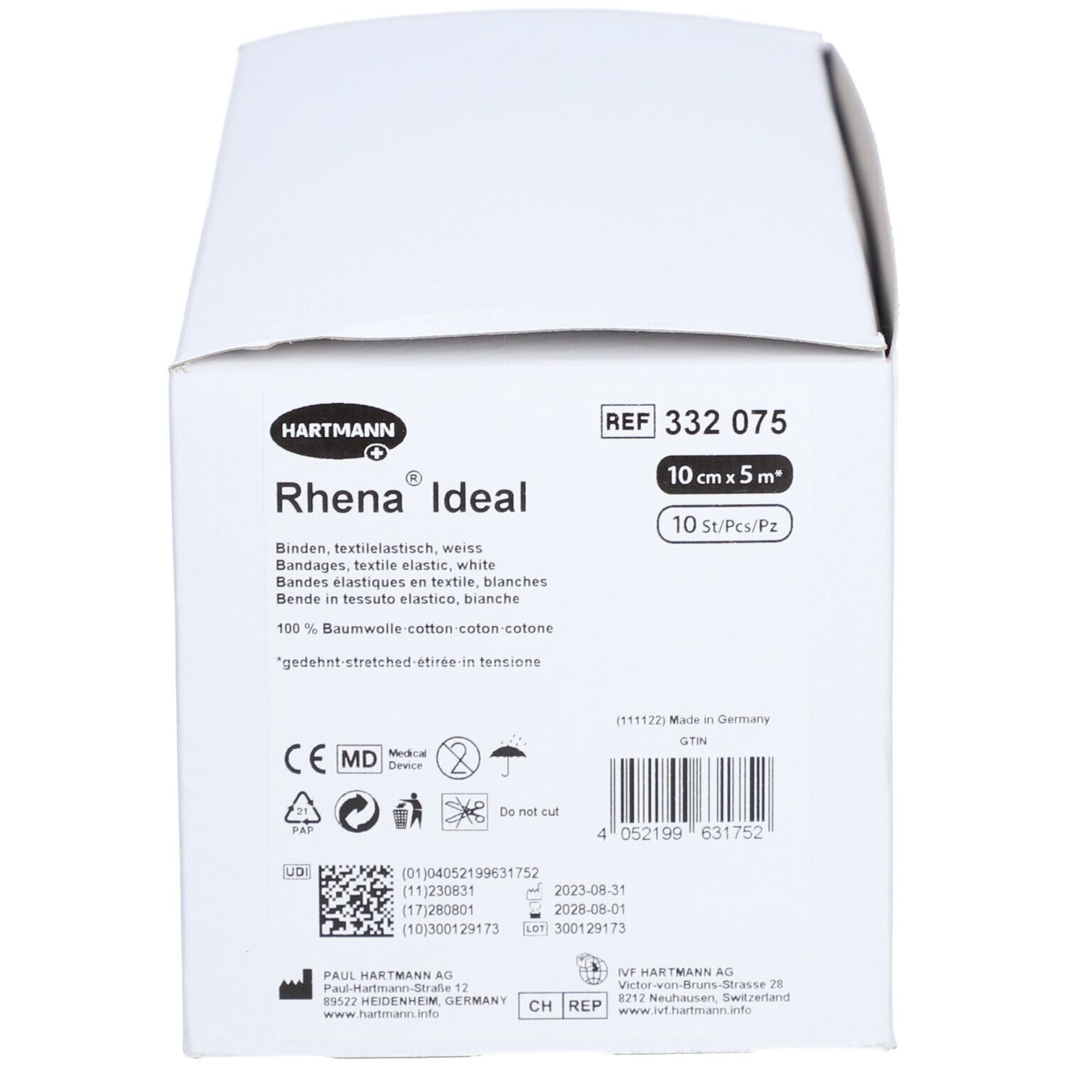 HARTMANN Rhena® Ideal Fixierband 10 cm x 5 m weiß 10 St - Redcare Apotheke