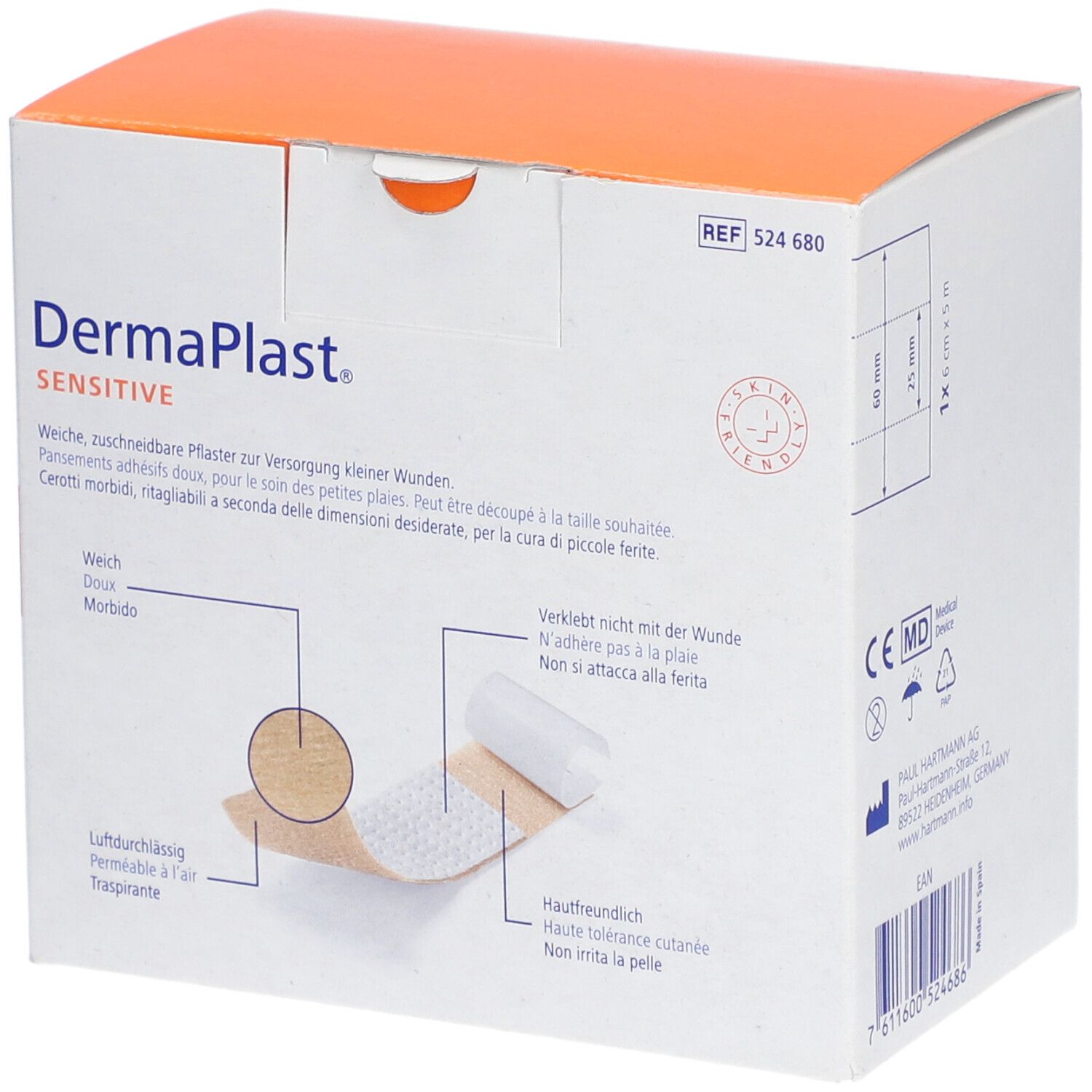 HARTMANN Dermaplast® Sensitive Dressings 6 cm x 5 m beige 1 St - Redcare Apotheke