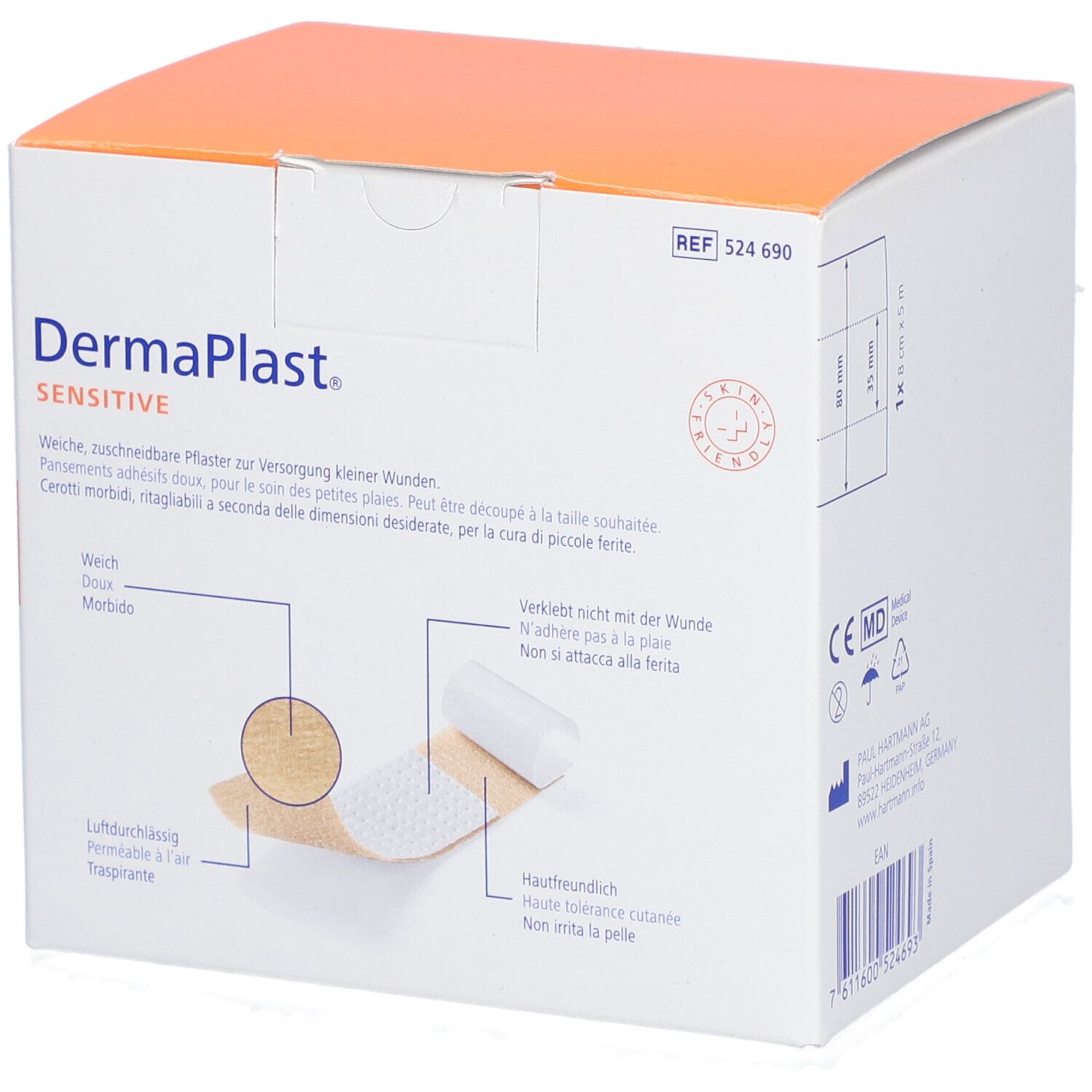 HARTMANN Dermaplast® Sensitivpflaster 8 cm x 5 m beige 1 St - Redcare ...