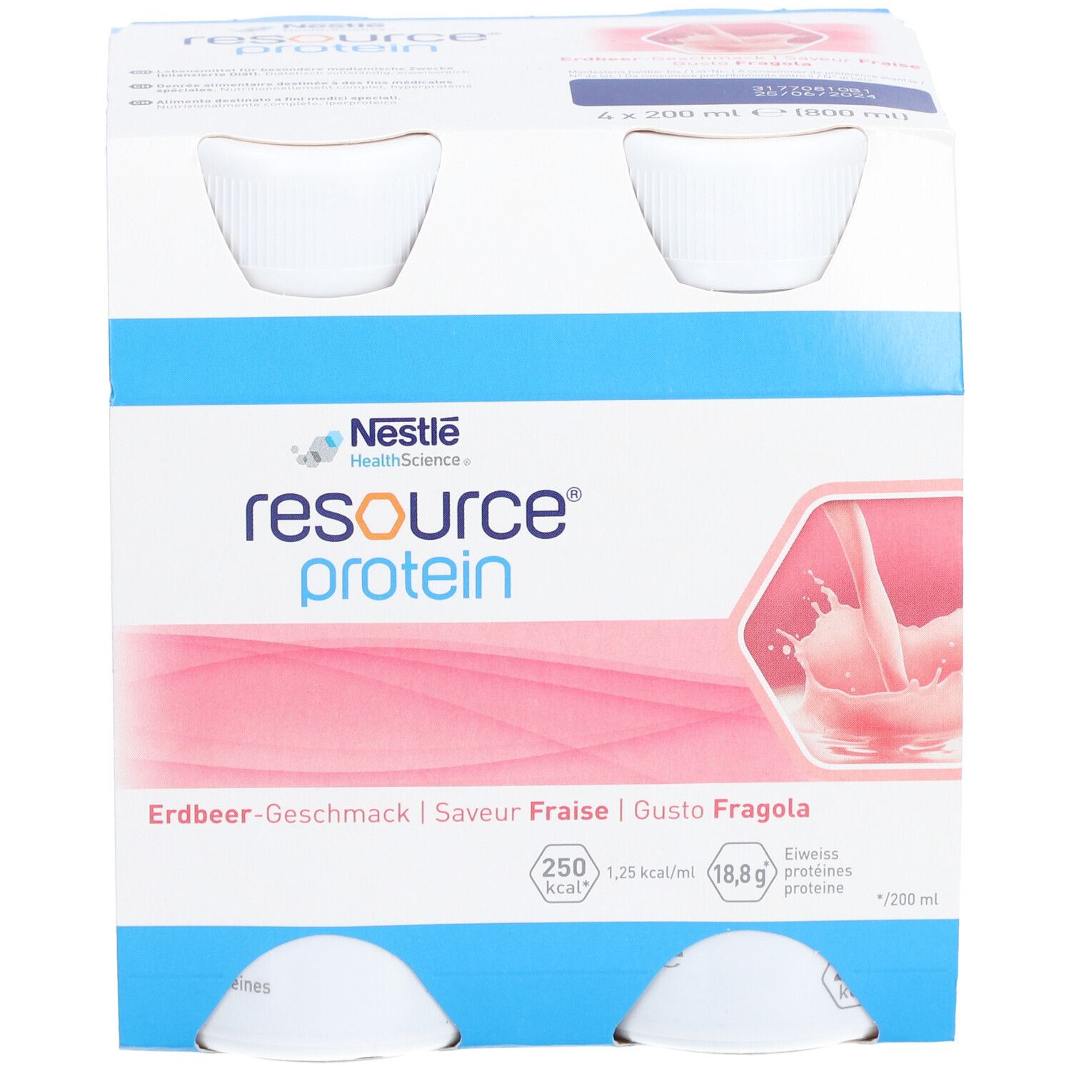 NESTLE RESOURCE® Protein-Drink Erdbeere 4x200 ml - Redcare Apotheke