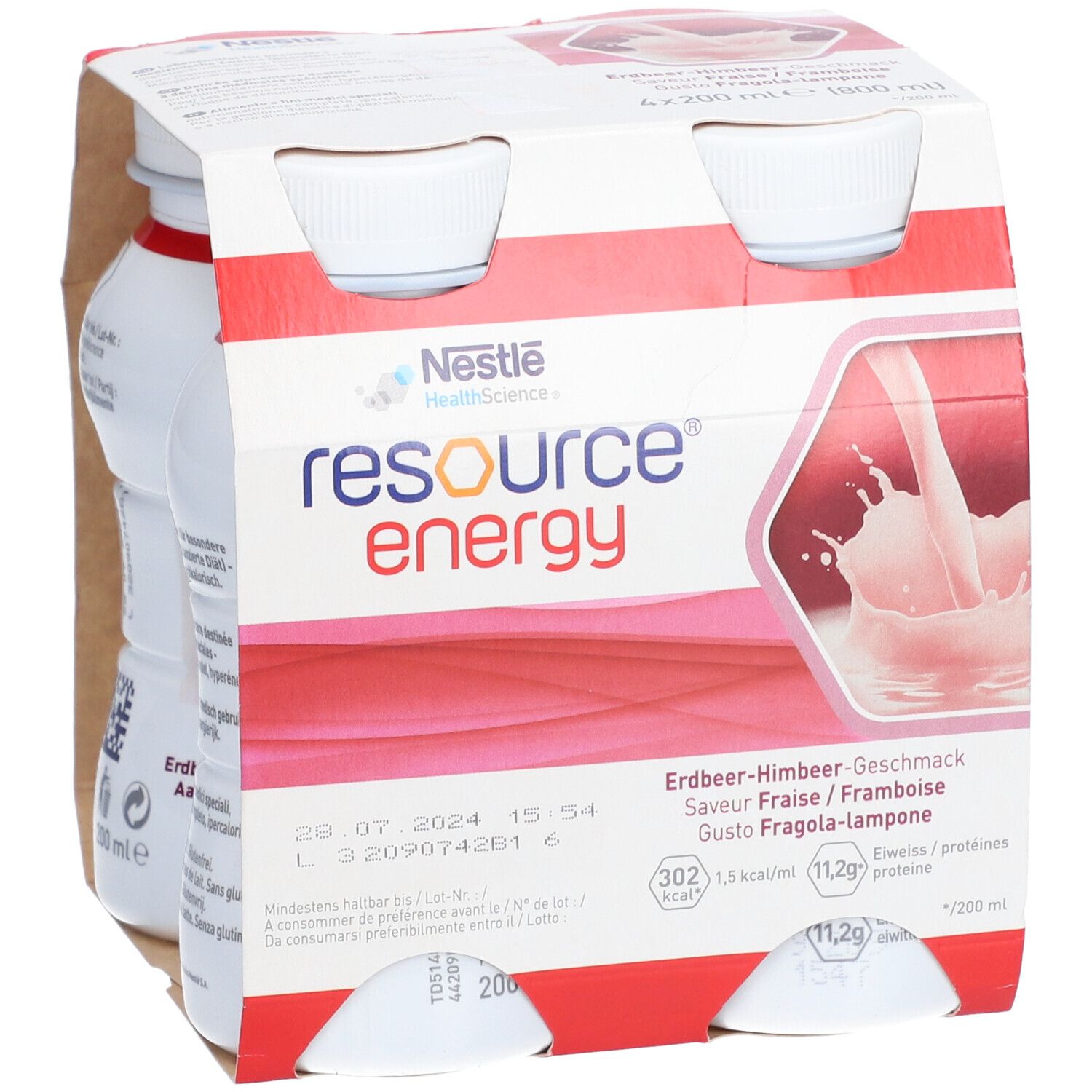 NESTLE RESOURCE® Energy Erdbeere & Himbeere 4x200 ml - Redcare Apotheke