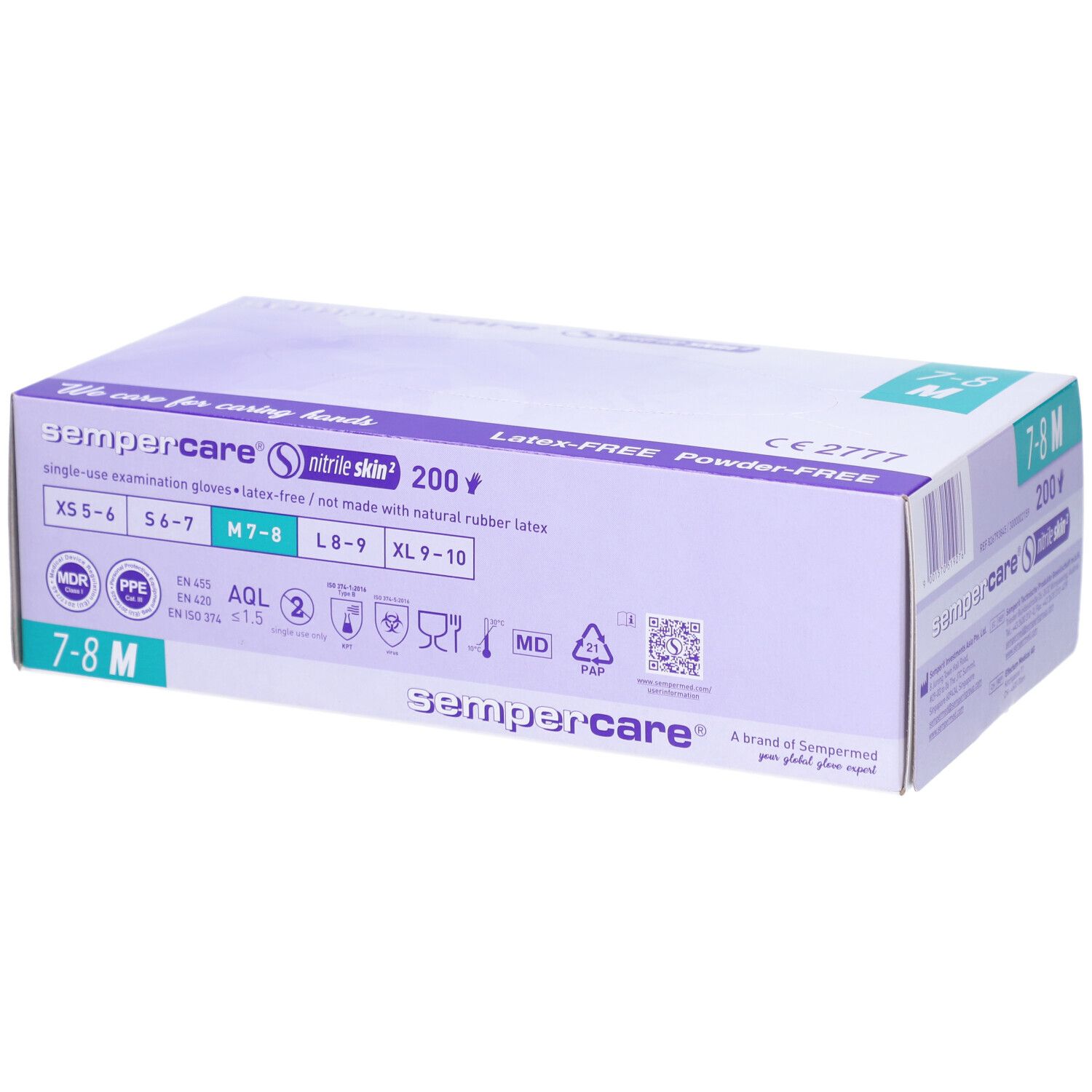 sempercare® Nitrile Skin Latexhandschuhe Größe M 7-8 200 St - Redcare Apotheke