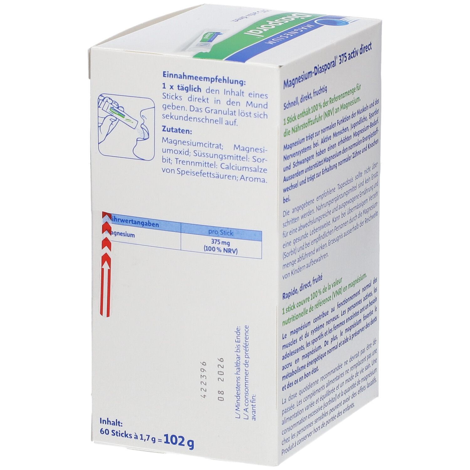 Magnesium Diasporal 375 activ direct Zitrone 60 St - Redcare Apotheke