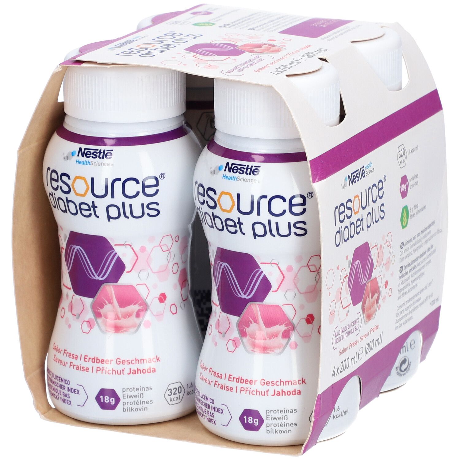 NESTLE RESOURCE® Diabet Plus Erdbeere 4x200 ml - Redcare Apotheke