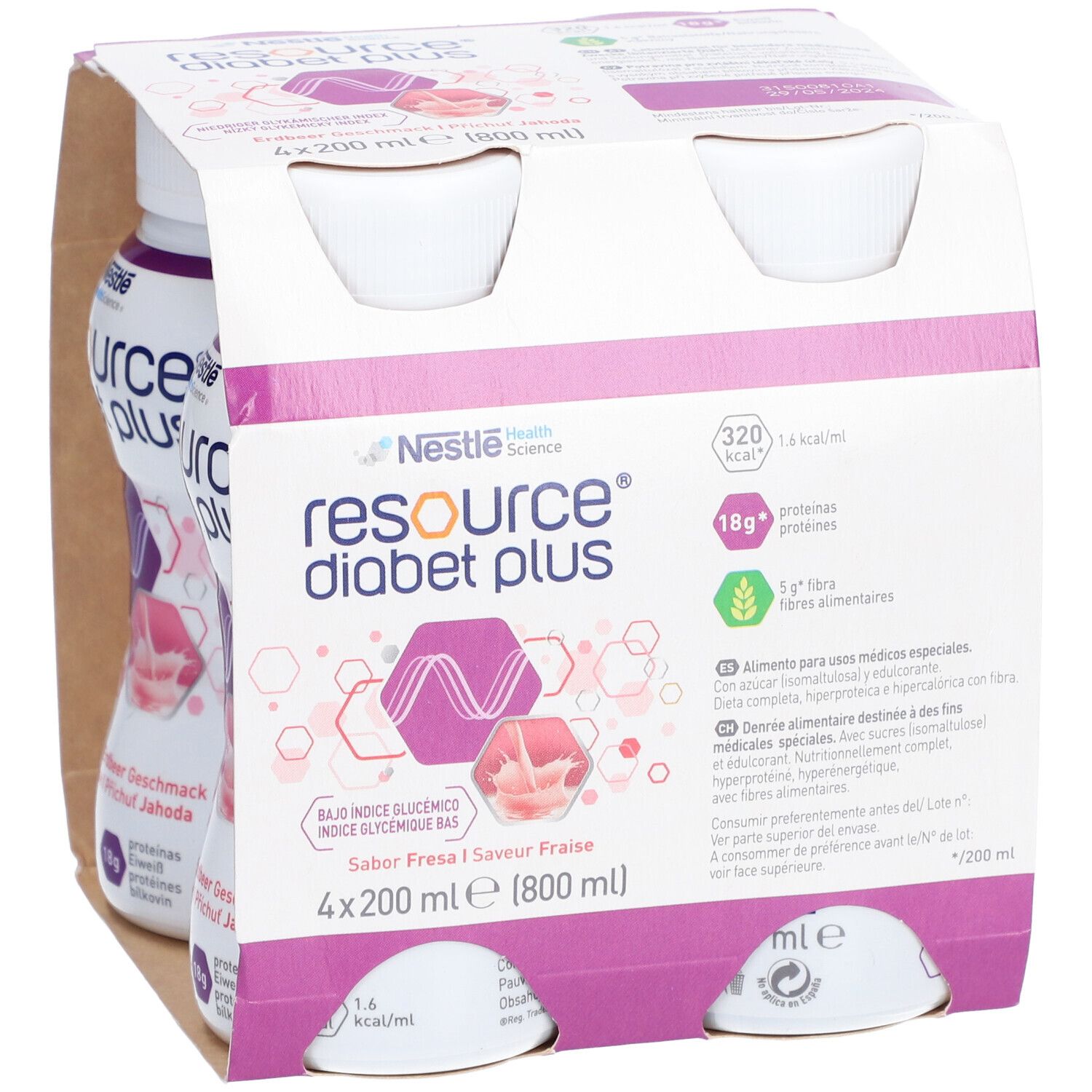 NESTLE RESOURCE® Diabet Plus Erdbeere 4x200 ml - Redcare Apotheke