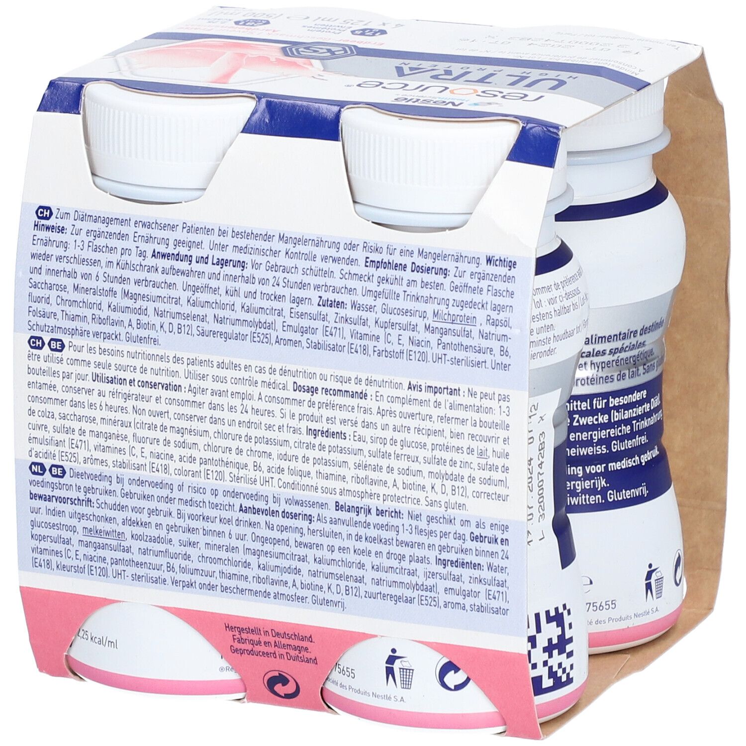 NESTLE RESOURCE® Ultra High Protein XS Erdbeere 4x125 ml - Redcare Apotheke