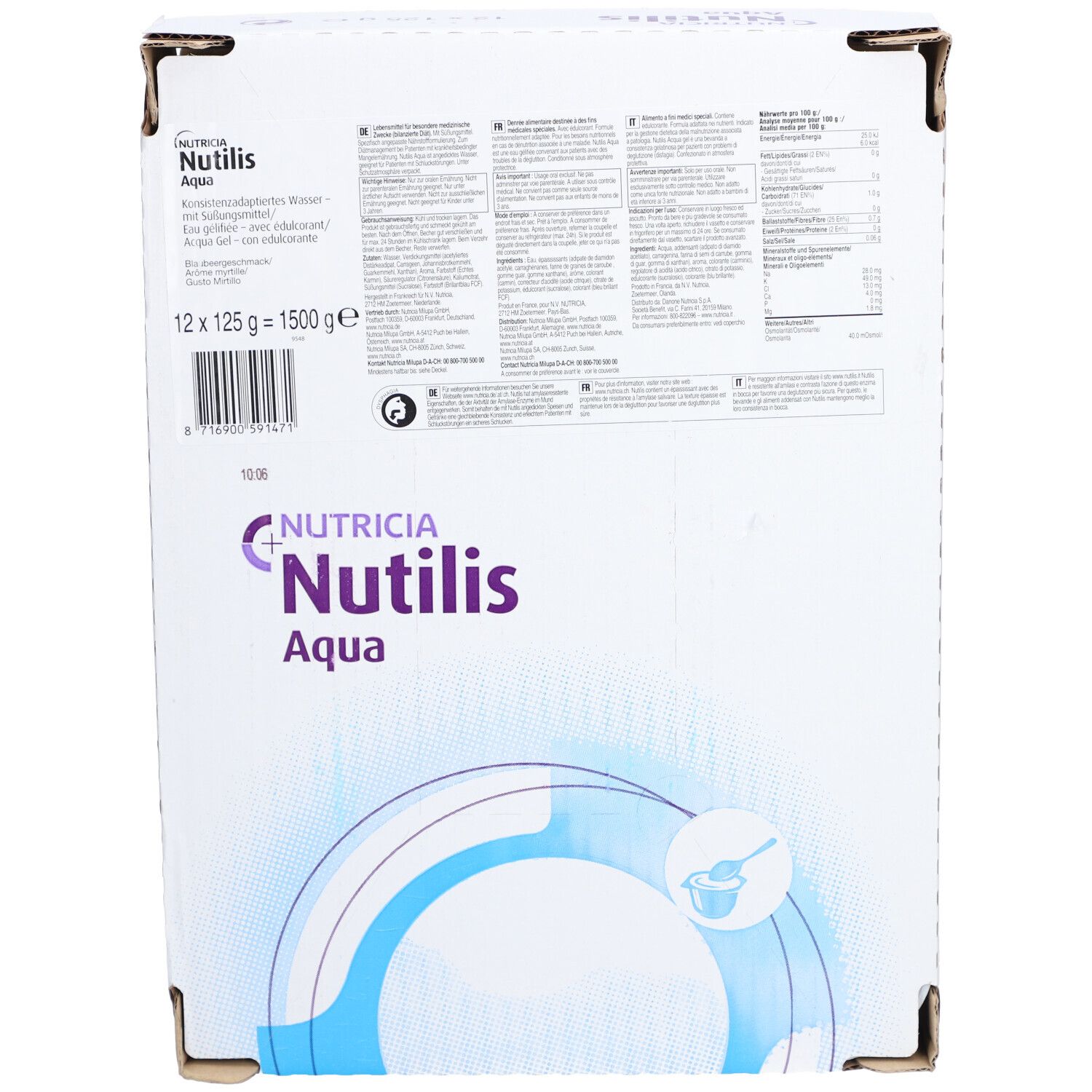 NUTILIS Aqua Blaubeere 12 x 125 g - Redcare Apotheke