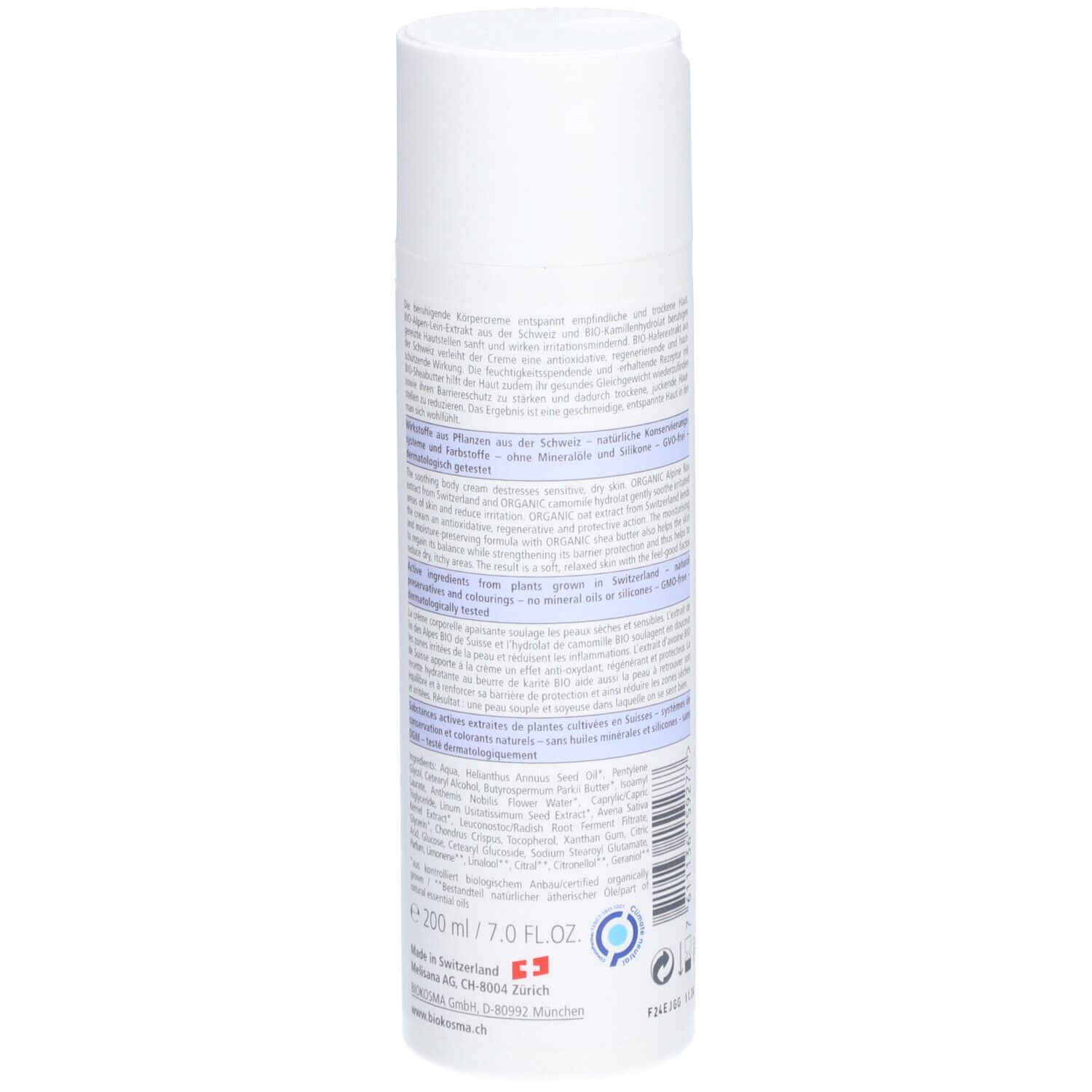 Biokosma Crème apaisante pour le corps Lin des Alpes bio et avoine bio ...