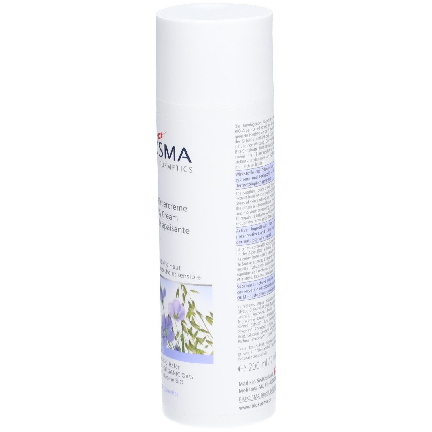Biokosma Crème apaisante pour le corps Lin des Alpes bio et avoine bio ...