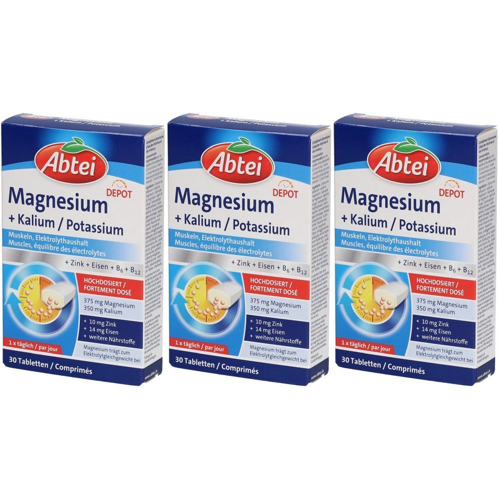 Abtei Magnesium + Kalium Depot 3x30 St - Redcare Apotheke