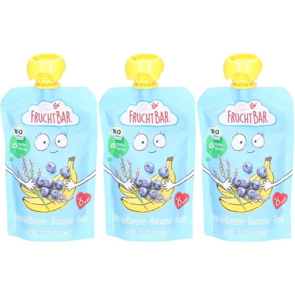 FruchtBar Bio Kompott Heidelbeere Banane Reis Ohne Zuckerzusatz 3x100 g ...