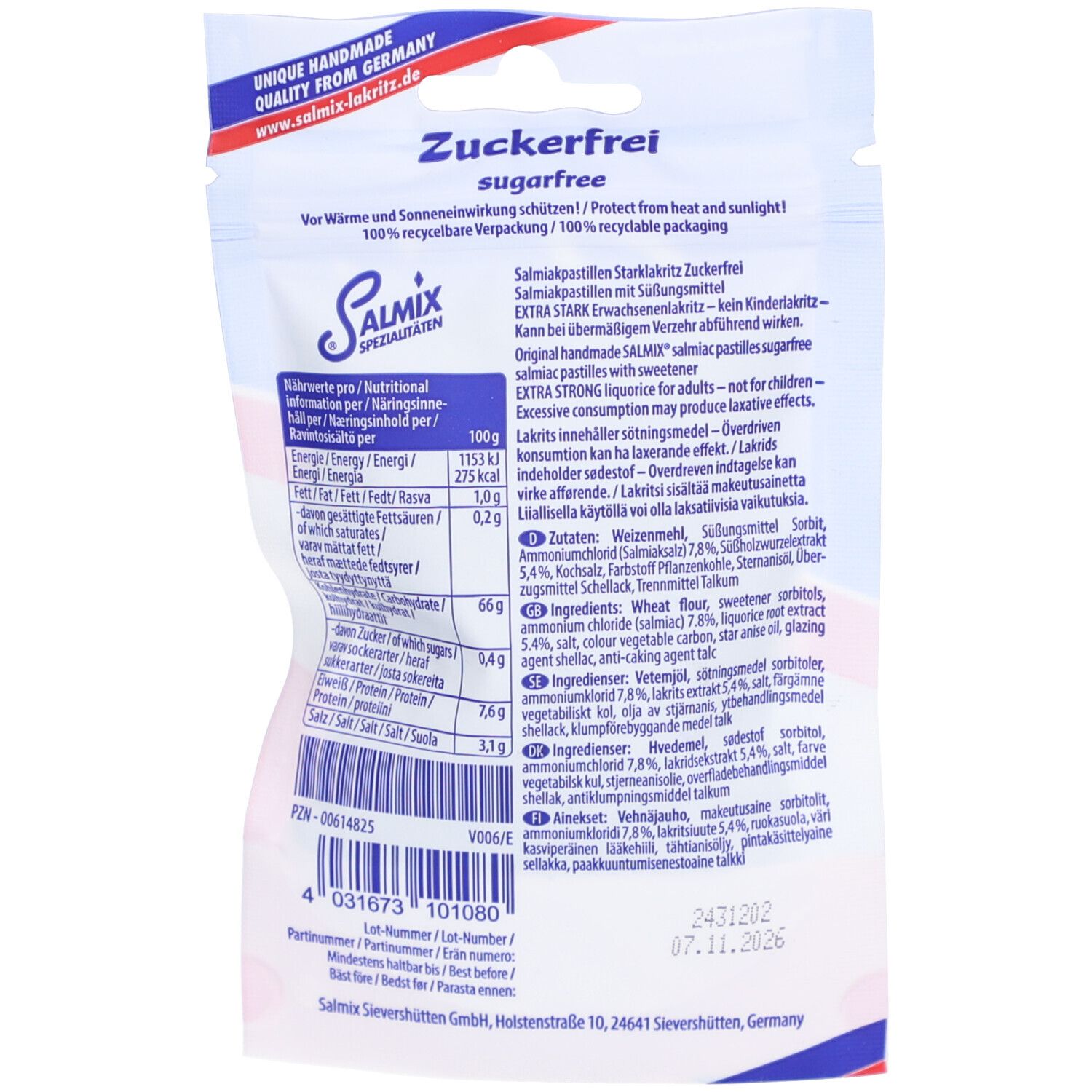 Salmix® Pastilles à l'ammoniaque sans sucre 75 g - Redcare Apotheke