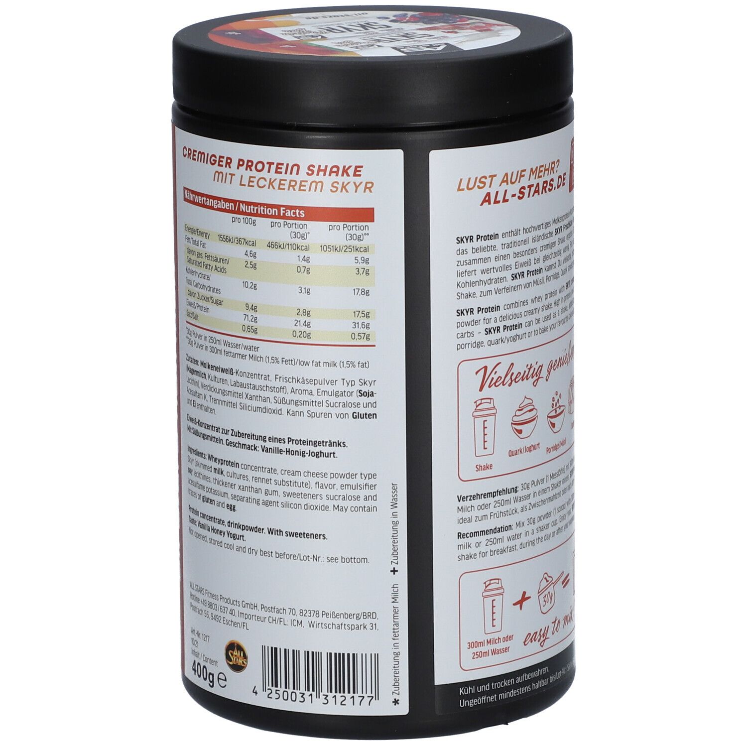All Stars® Skyr Protein Vanilla Honey 400 g - Redcare Apotheke