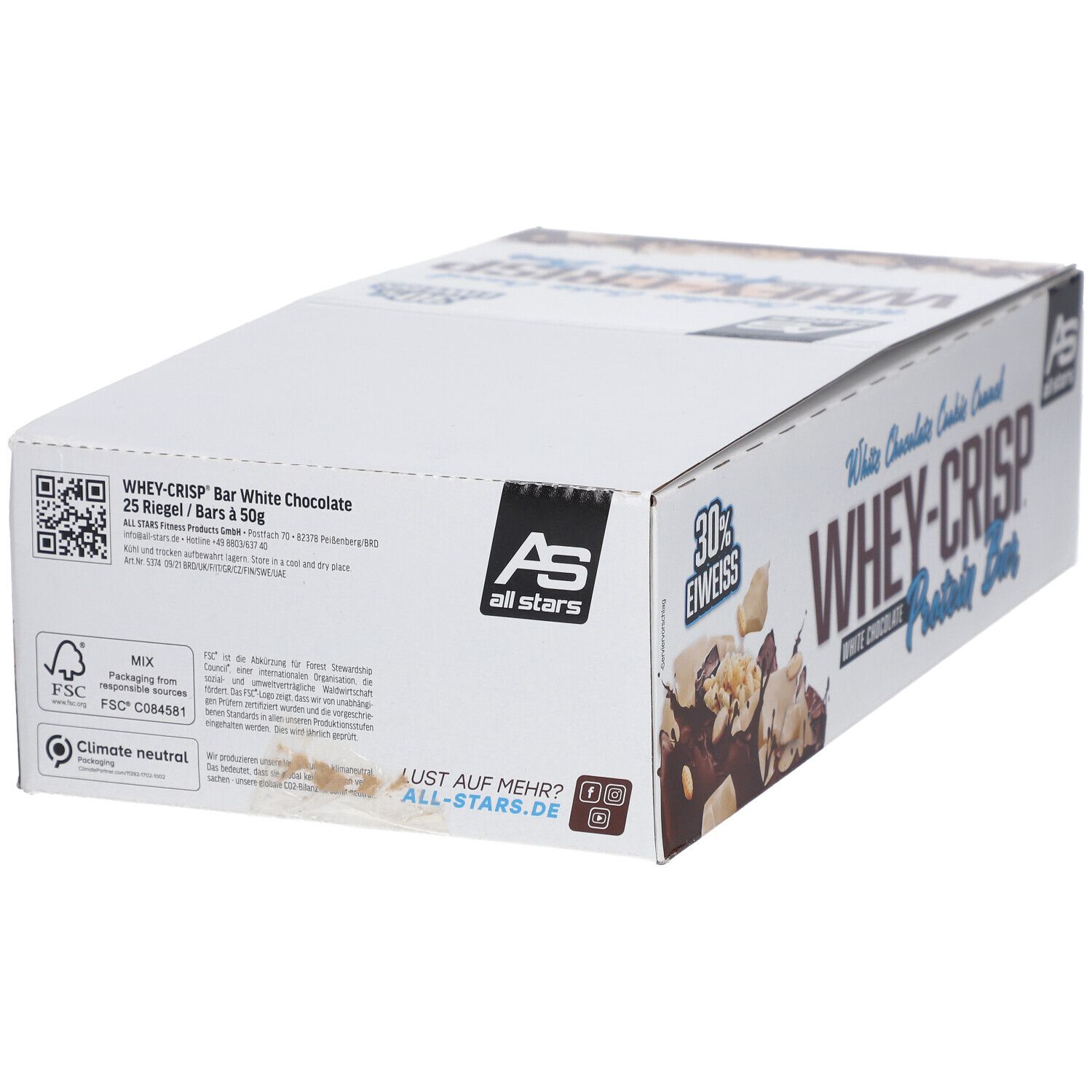 All Stars® Whey Crisp Protein Barre Protéinée Chocolat Blanc Cookie ...