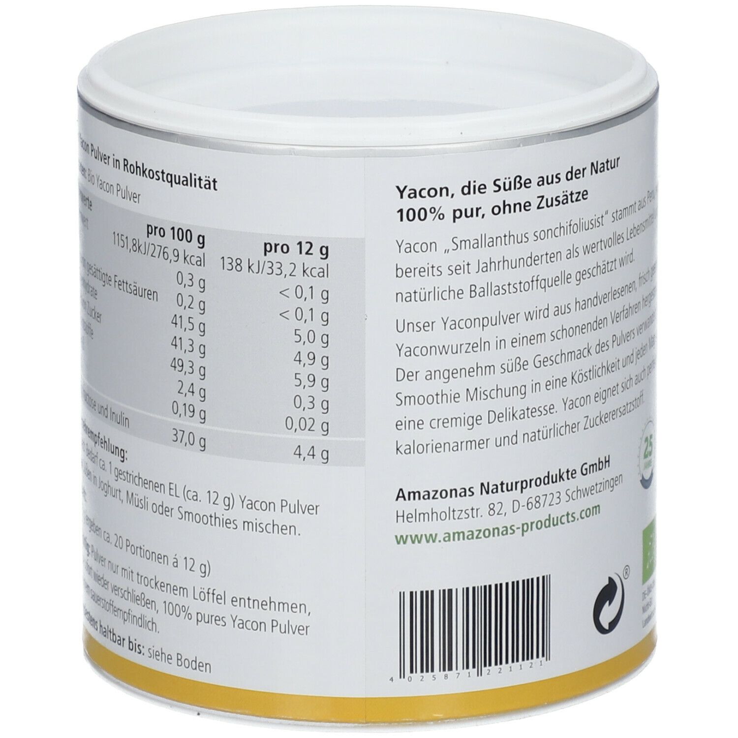Poudre de Yacon bio 240 g - Redcare Apotheke