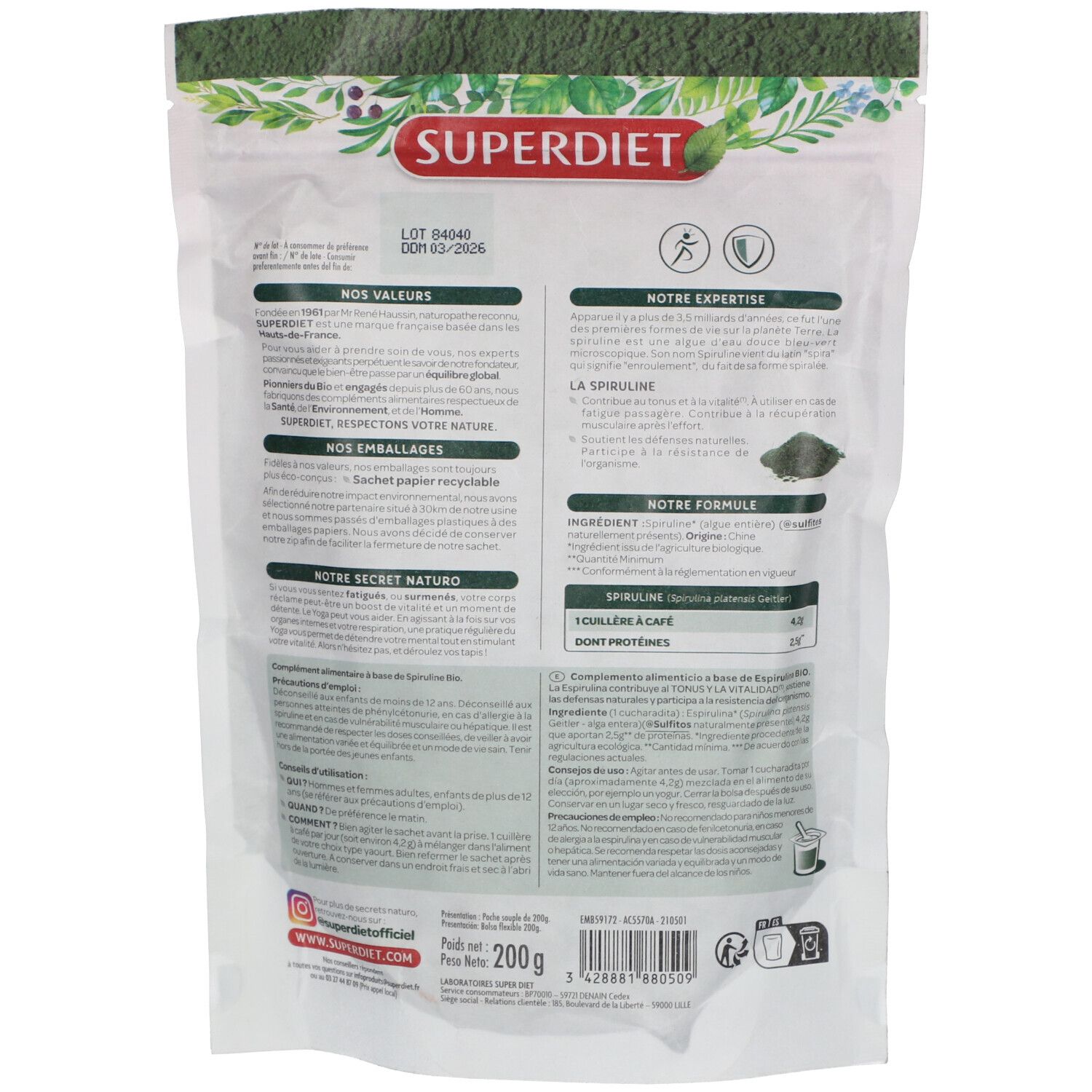 SUPERDIET Spirulina BIO Pulver 200 g - Redcare Apotheke