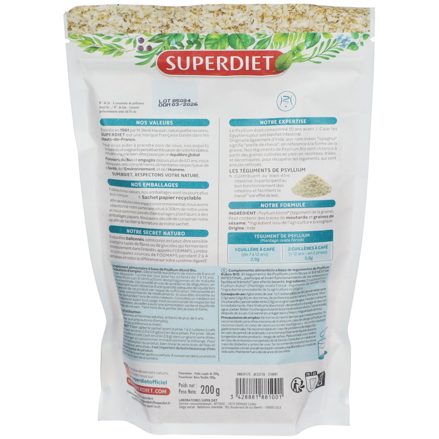 SUPERDIET Psyllium Blond BIO Poudre 200 g - Redcare Apotheke